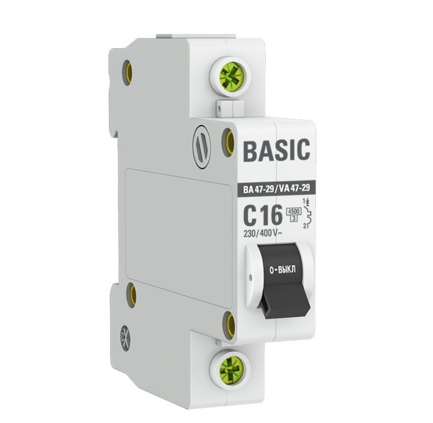 Автоматический выключатель EKF ВА 47-29 4,5кА, С 16А, 1П