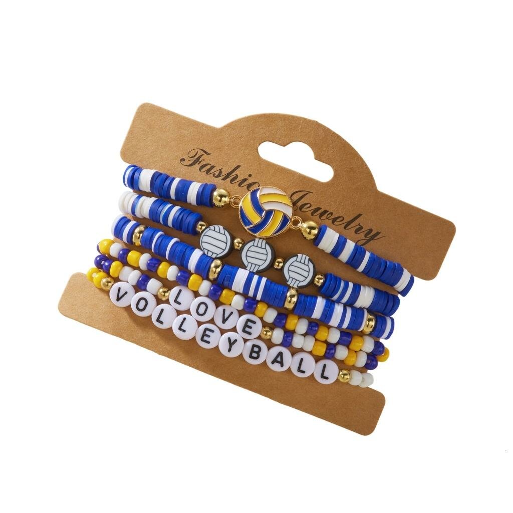 Спортивный браслет с бусинами, тема футбол и софтбол, Волейбольный браслет