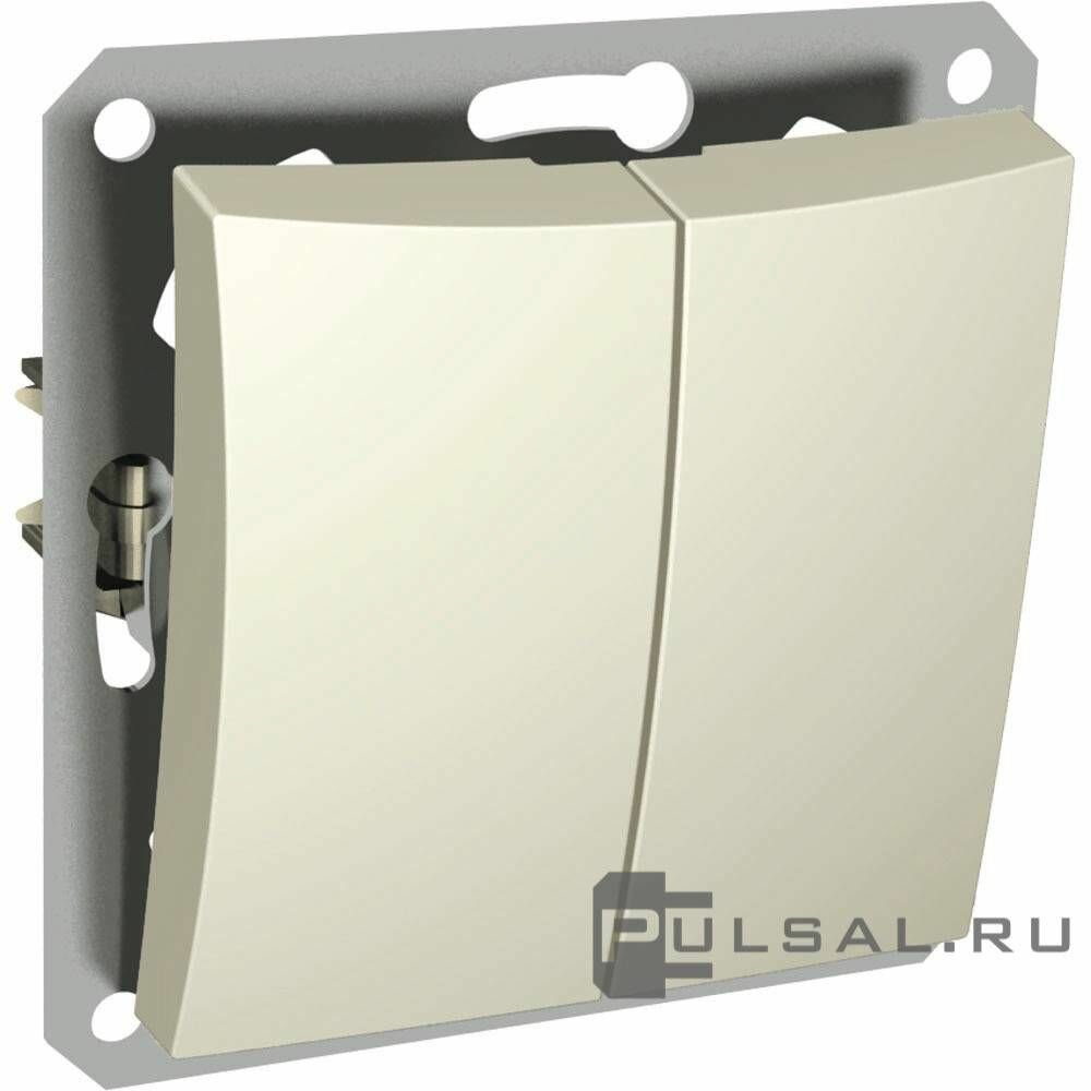 Выключатель Schneider Electric двухклавишный с подсветкой пластмасса бежевый