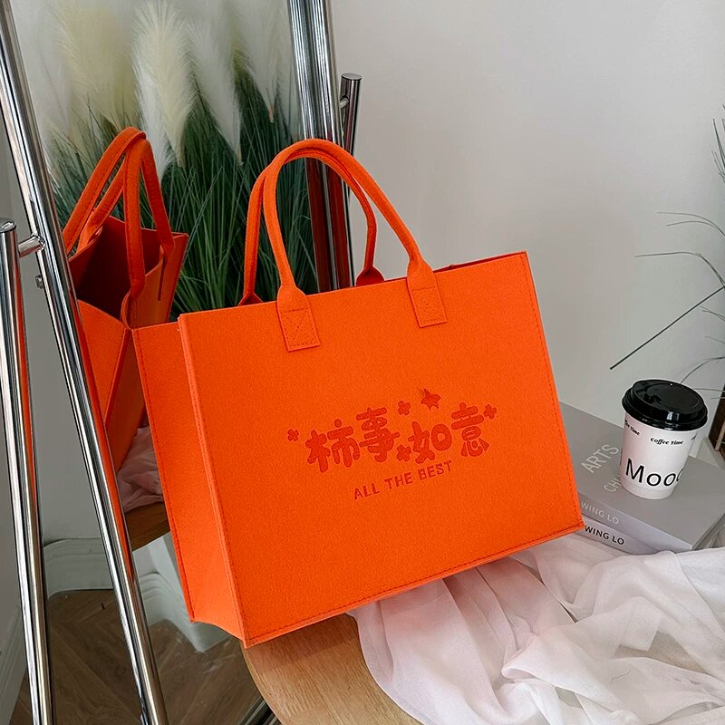 Сумка из фетра, красная сумка, сумка с индивидуальным логотипом, подарок, большая вместимость, сумка-тоут, ручная сумка, подарочная сумка для покупок