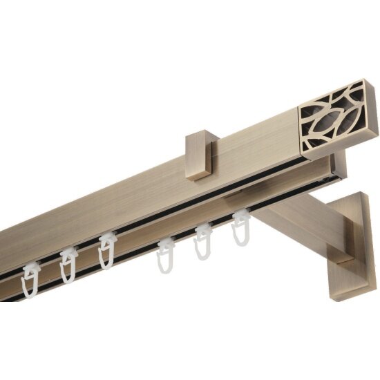 Карниз профильный LM Decor Флэт Лайн Грид двухрядный 2,4 м, Антик