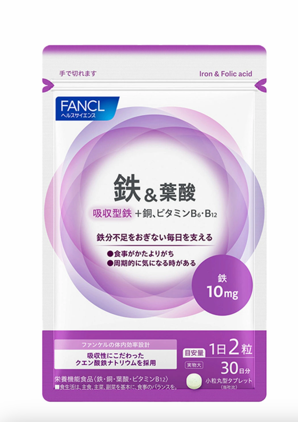 Минеральный комплекс FANCL IRON + Folic Acid, железо и фолиевая кислота, 30 дней