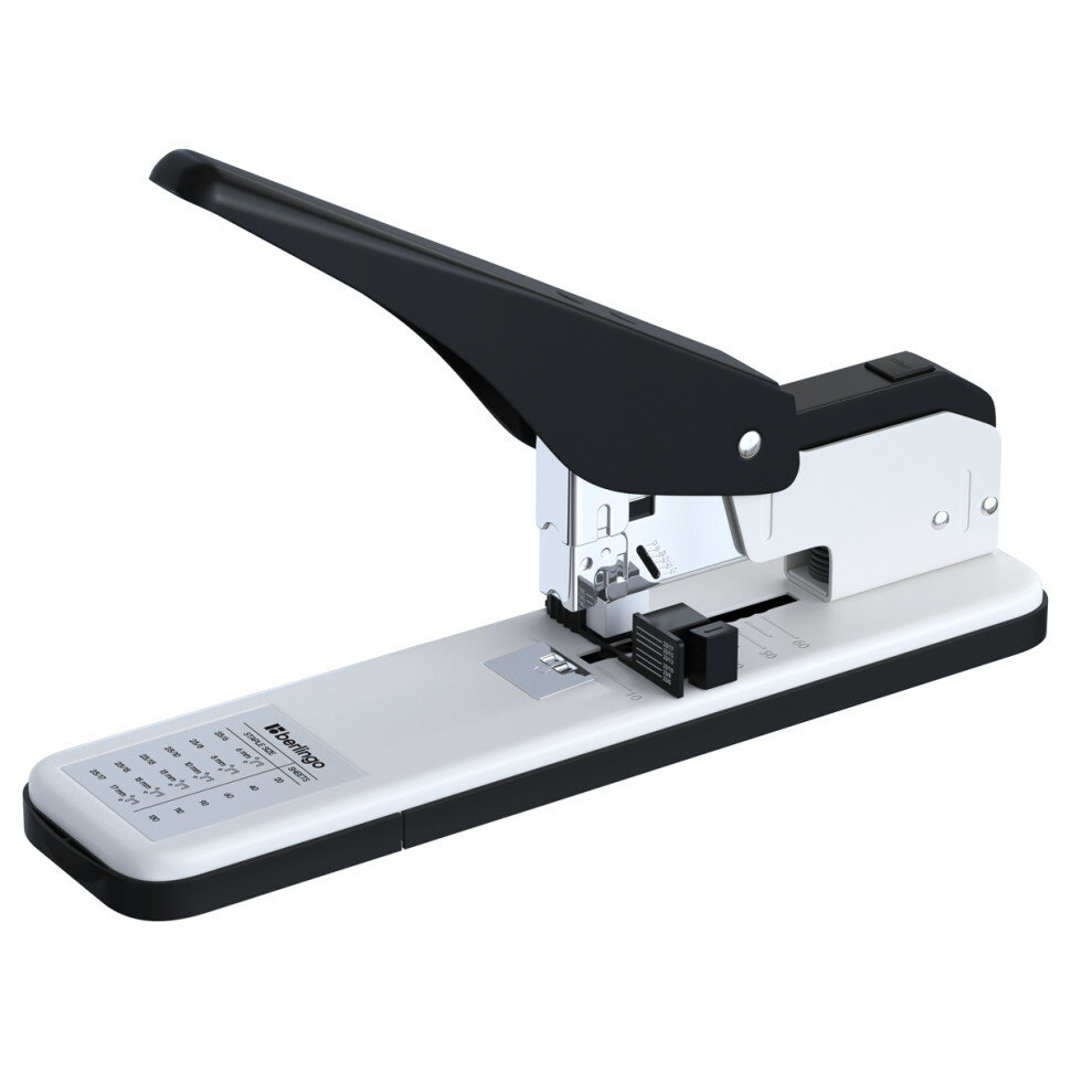 Мощный степлер №23/6, 23/8, 23/10, 23/13, 23/15, 23/17 Berlingo "Steel and Style" до 130л, черный/серый, 377519