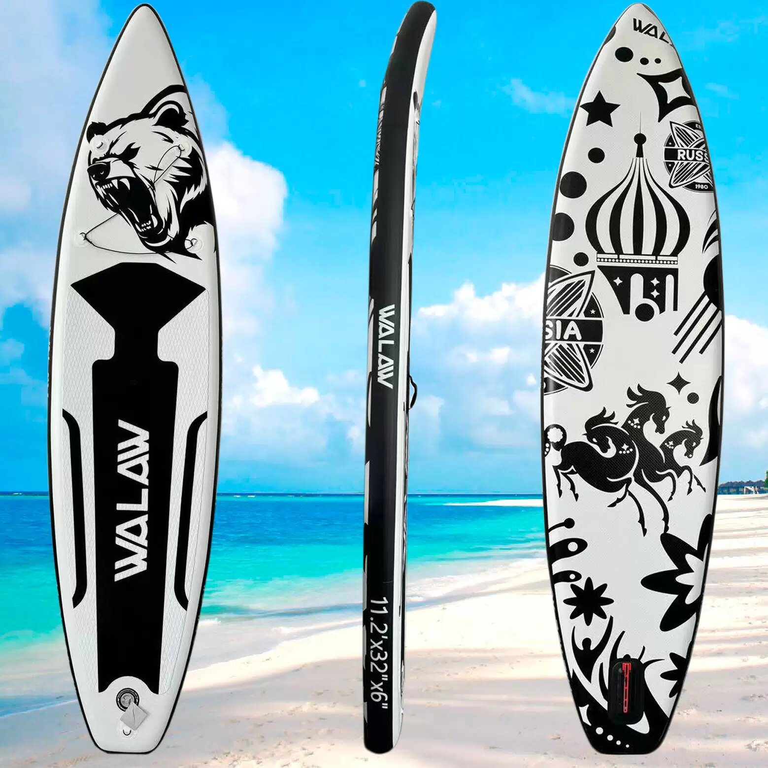 Сапборд надувной Walaw Russia двухслойный кант, 340 х 81 х 15 см