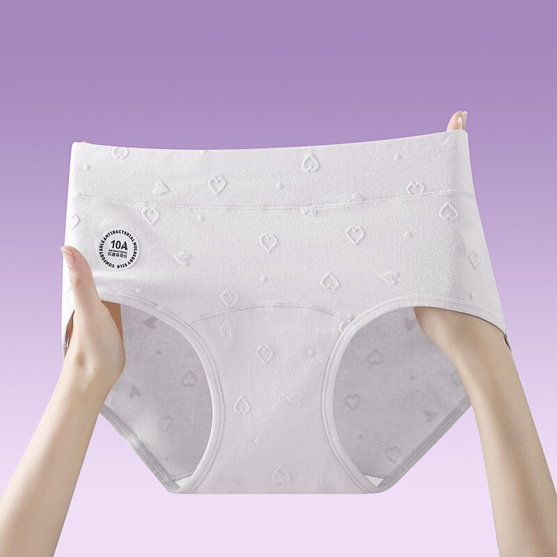 10A Детское хлопковое нижнее белье для девочек, чистый хлопок, антибактериальный промежность, бесшовное, большие размеры, средняя-высокая талия, облегающее бедра, контроль живота, треугольные трусики