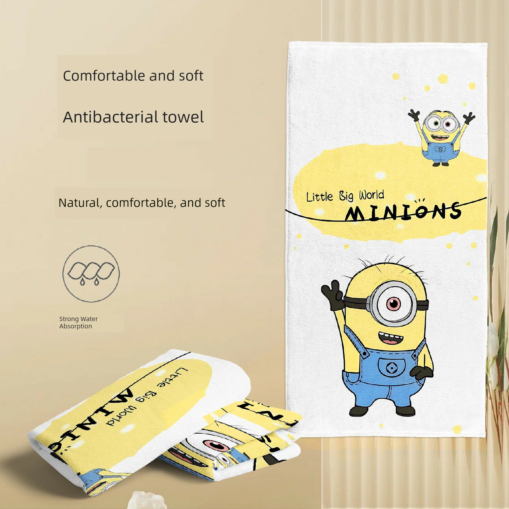 Спортивное полотенце Minions впитывает воду и удаляет пот для занятий фитнесом, бега на свежем воздухе, бадминтона,