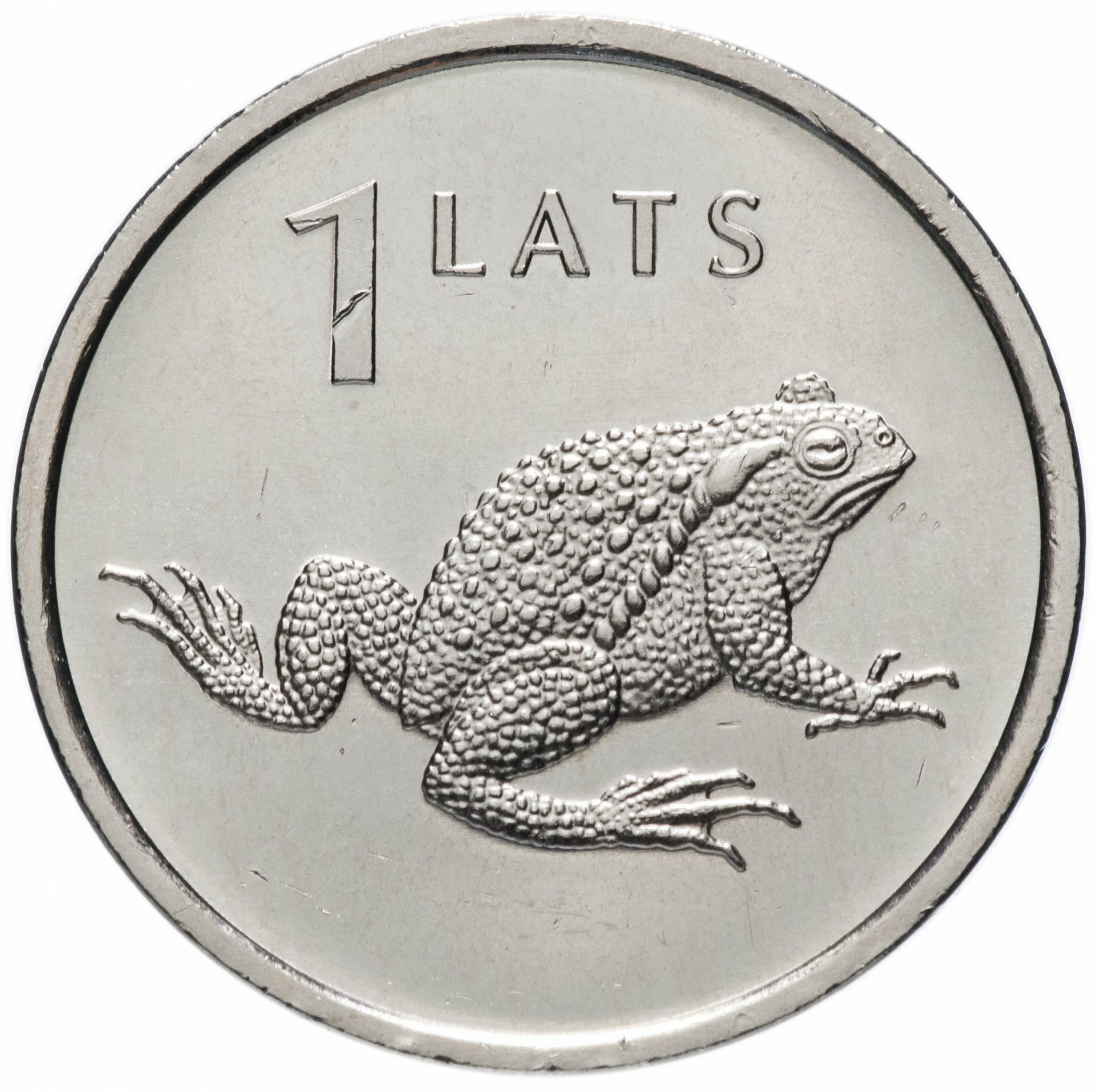 Латвия 1 лат lats 2010 "Лягушка", Мельхиор медь-никель, в сохранности AU-UNC