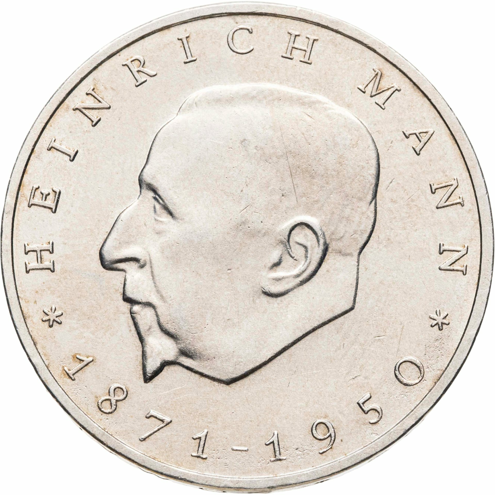 Германия ГДР 20 марок 1971 "100 лет со дня рождения Генриха Манна", МНЦ медь-никель-цинк, в сохранности XF-AU