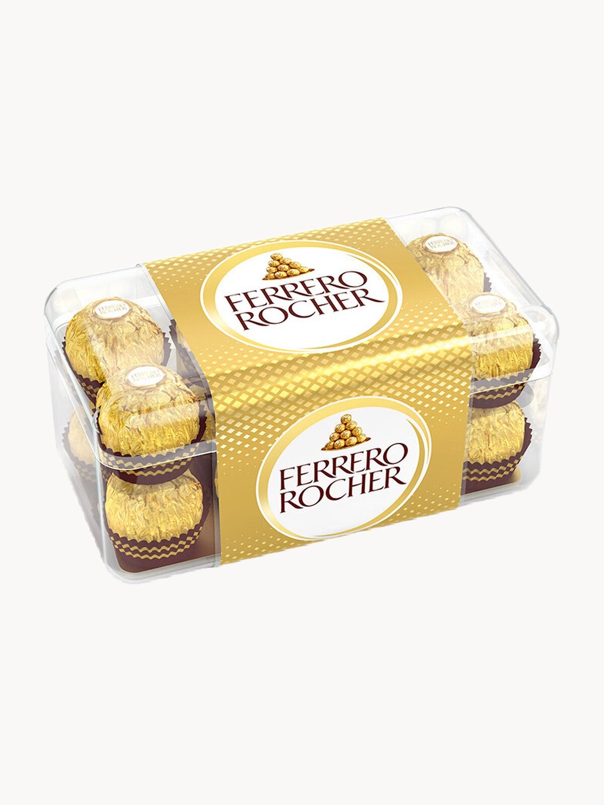 Конфеты хрустящие Ferrero Rocher из молочного шоколада, покрытые измельченными орешками, с начинкой из крема и лесного ореха, 200г