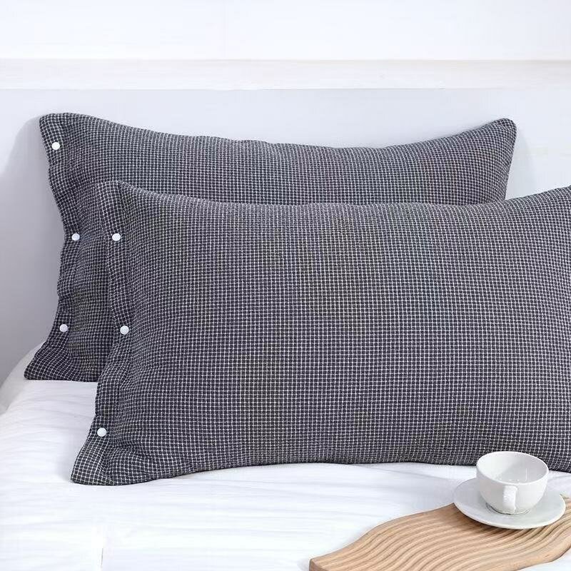 Набор наволочек в японском стиле, синие, маленькие, сетчатые, из чистого хлопка, для пары, стираемые, двусторонние, впитывающие влагу, простые