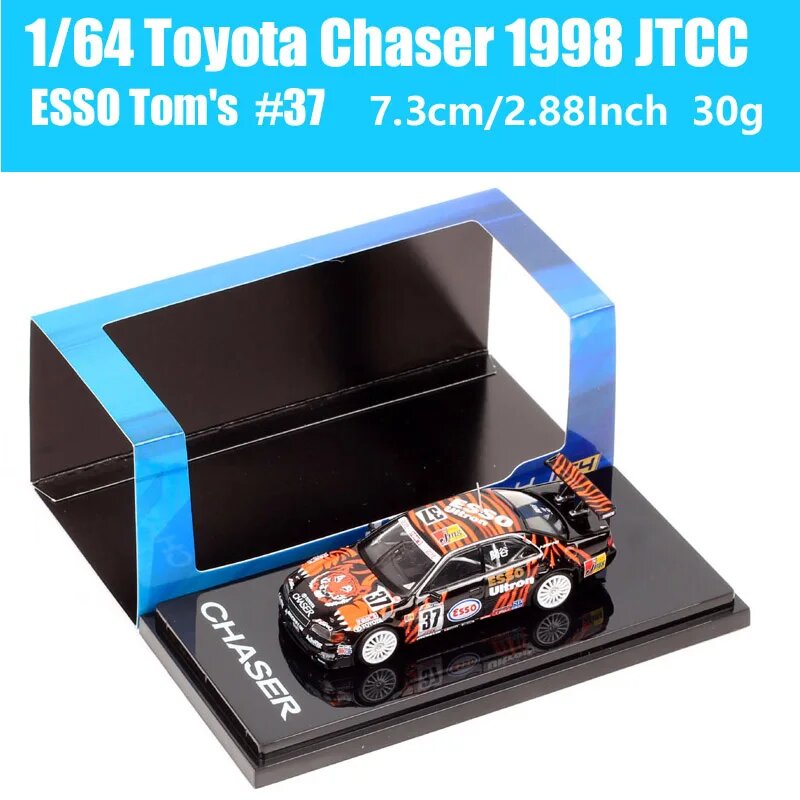 Масштаб 1/64 Toyota Chaser 1998 JTCC ESSO # 37-Зент # 36, модель автомобиля Tom's Touring GP, литая под давлением и игрушечный транспорт, хобби, Япония, реплика HJ64