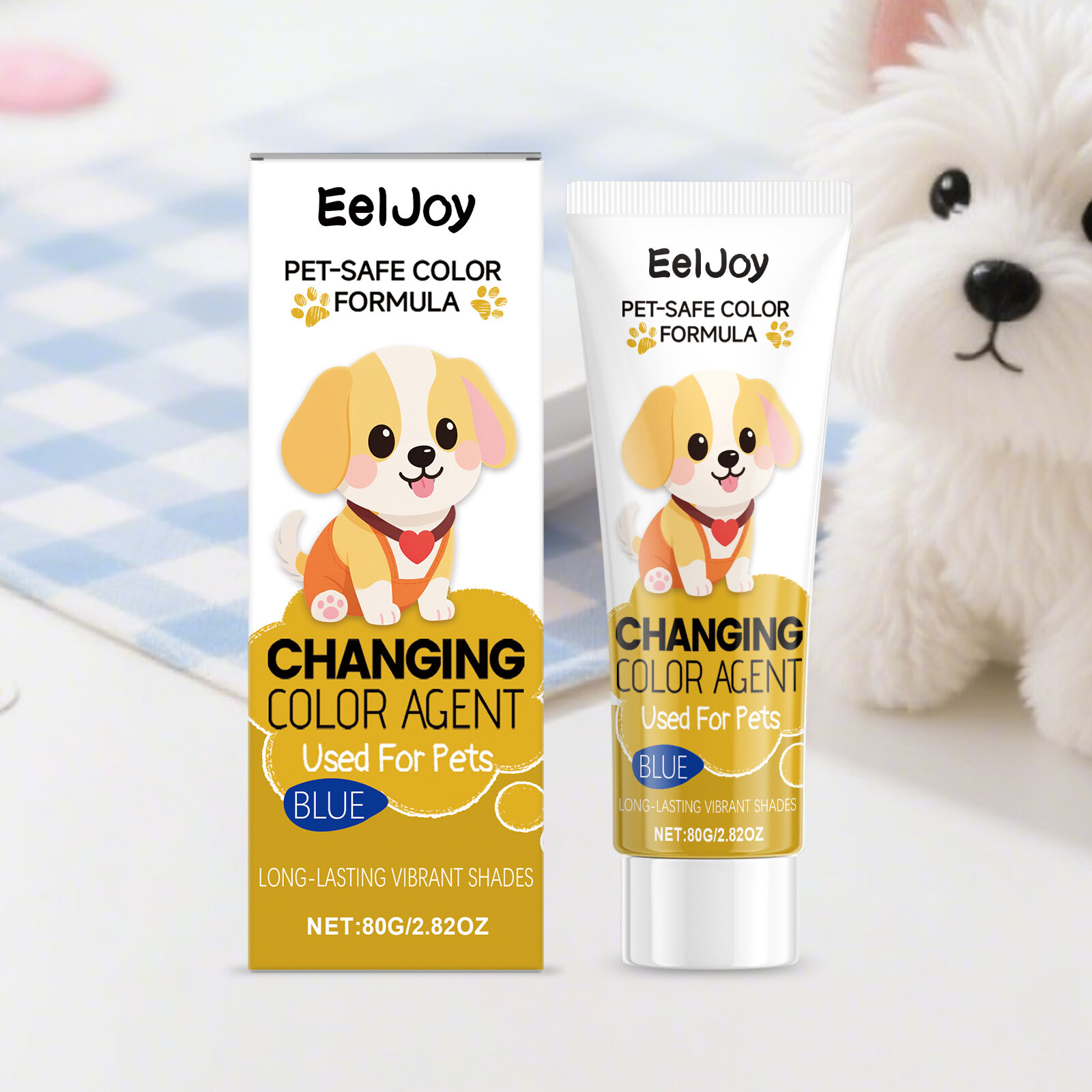 Средство для окрашивания шерсти домашних животных синего цвета для собак и кошек, равномерное окрашивание, уход за шерстью, мягкое и удобное