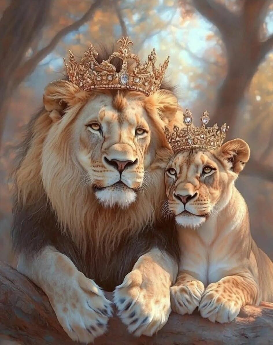 Алмазная живопись"Львиное семейство", 5D, круглая, 40x50 см. Производитель: Brose Art.