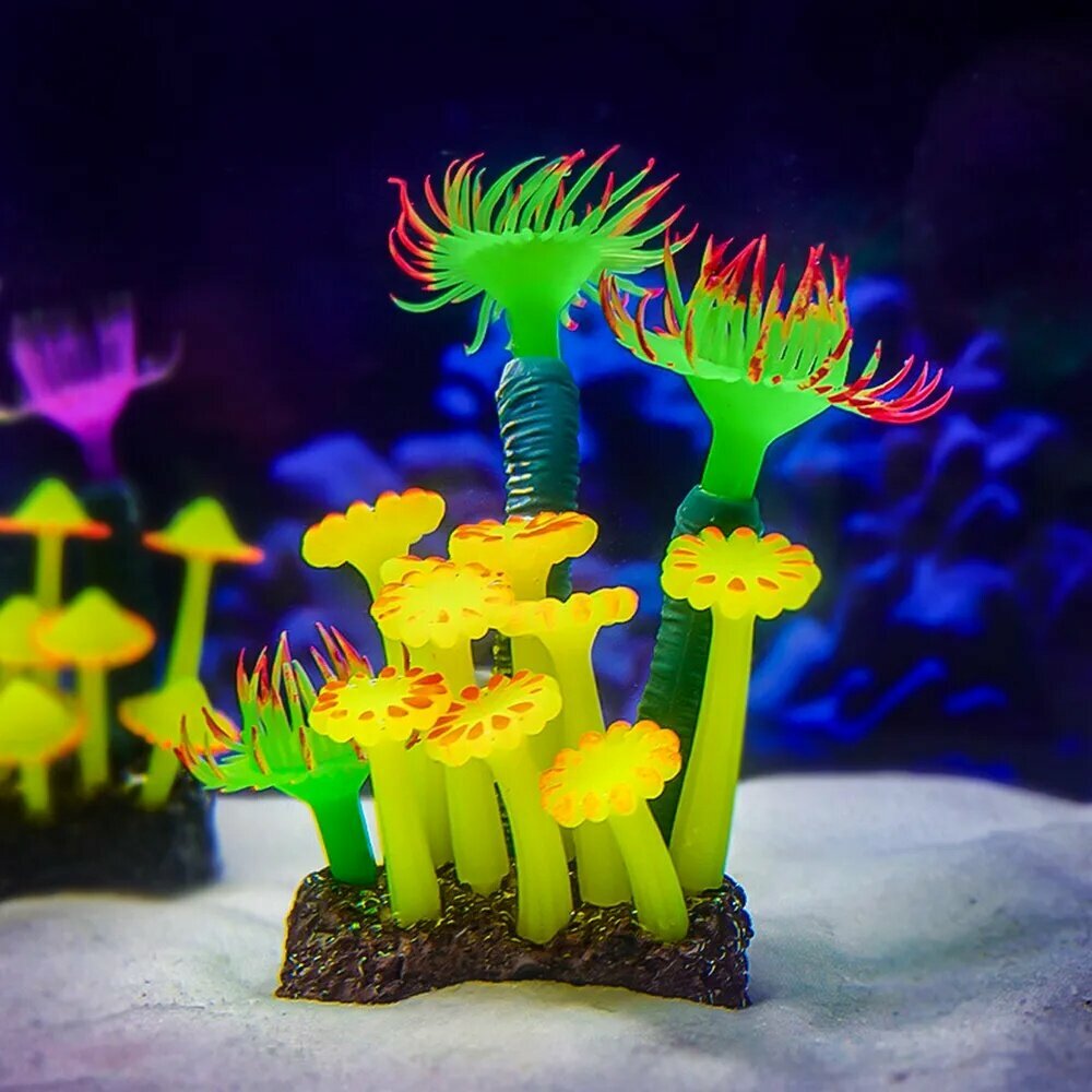 Светящийся силиконовый коралл для аквариума, декоративное украшение