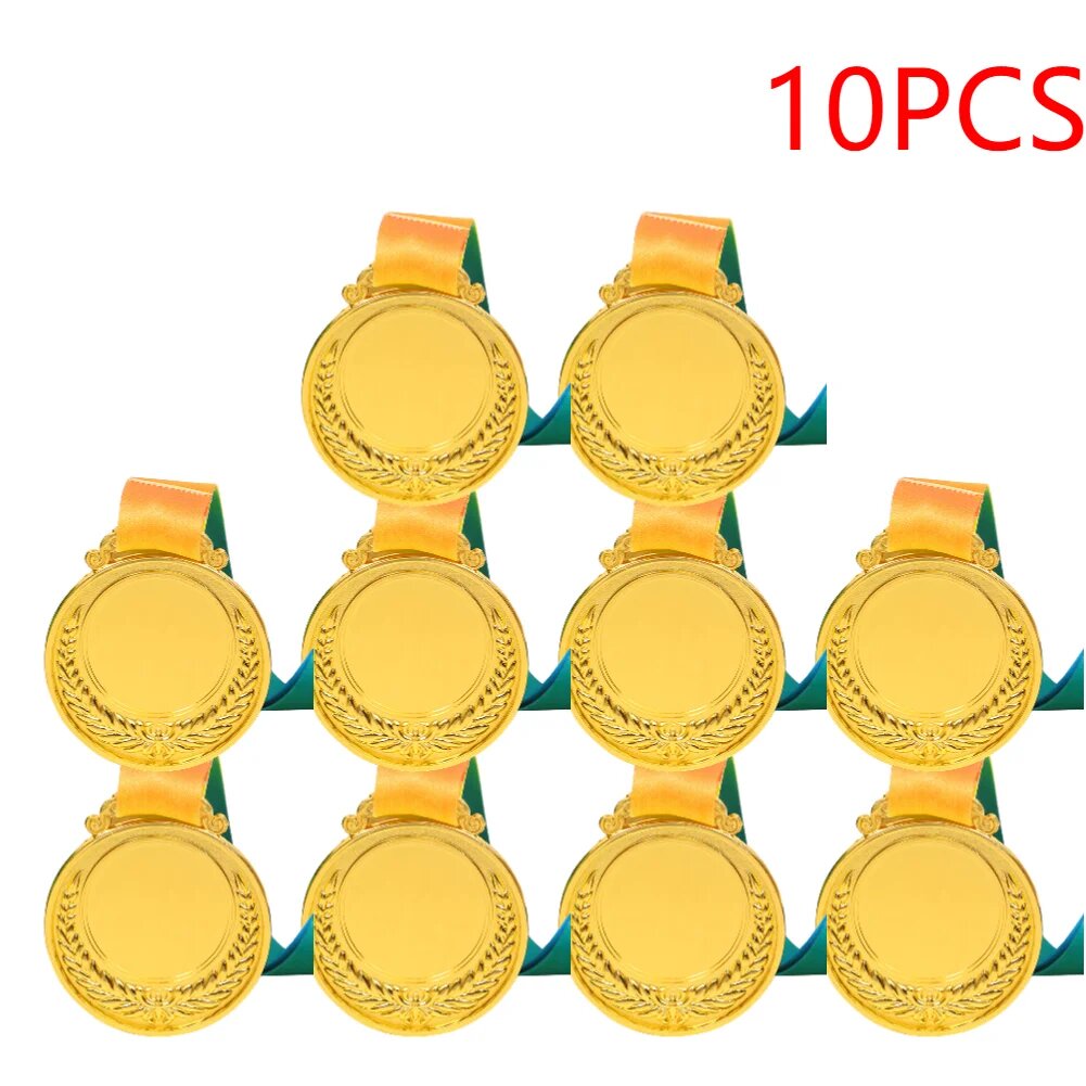 10 шт. золотые медали с лентой