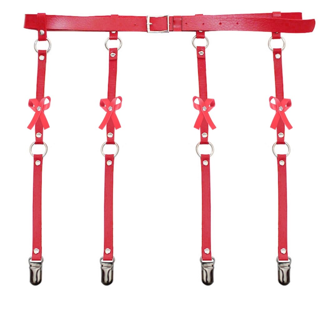 Женский пояс с подвязками из искусственной кожи и бантом с высокой талией, подтяжки, металлический зажим для чулок
