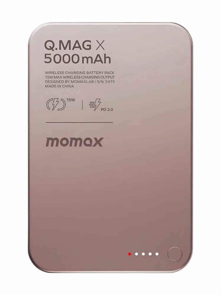 Магнитный внешний аккумулятор Momax Q.Mag X Magnetic 5000 mAh (Gen 2) - розовый