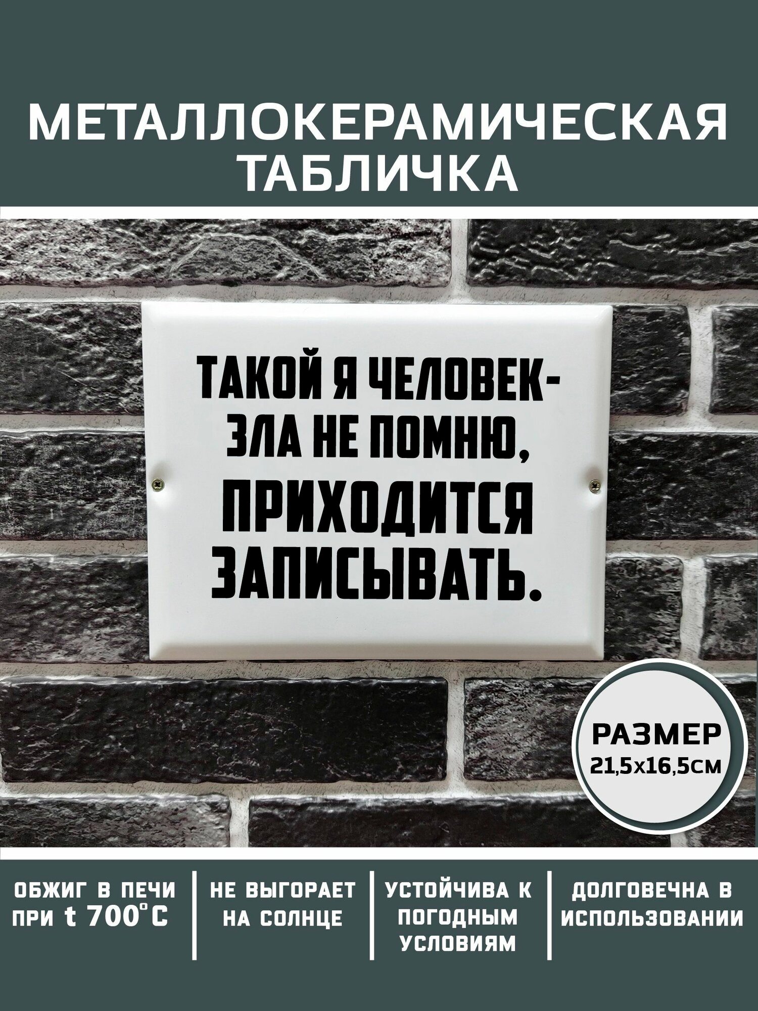 Металлическая табличка в стиле Лофт, СССР Такой я человек зла не помню
