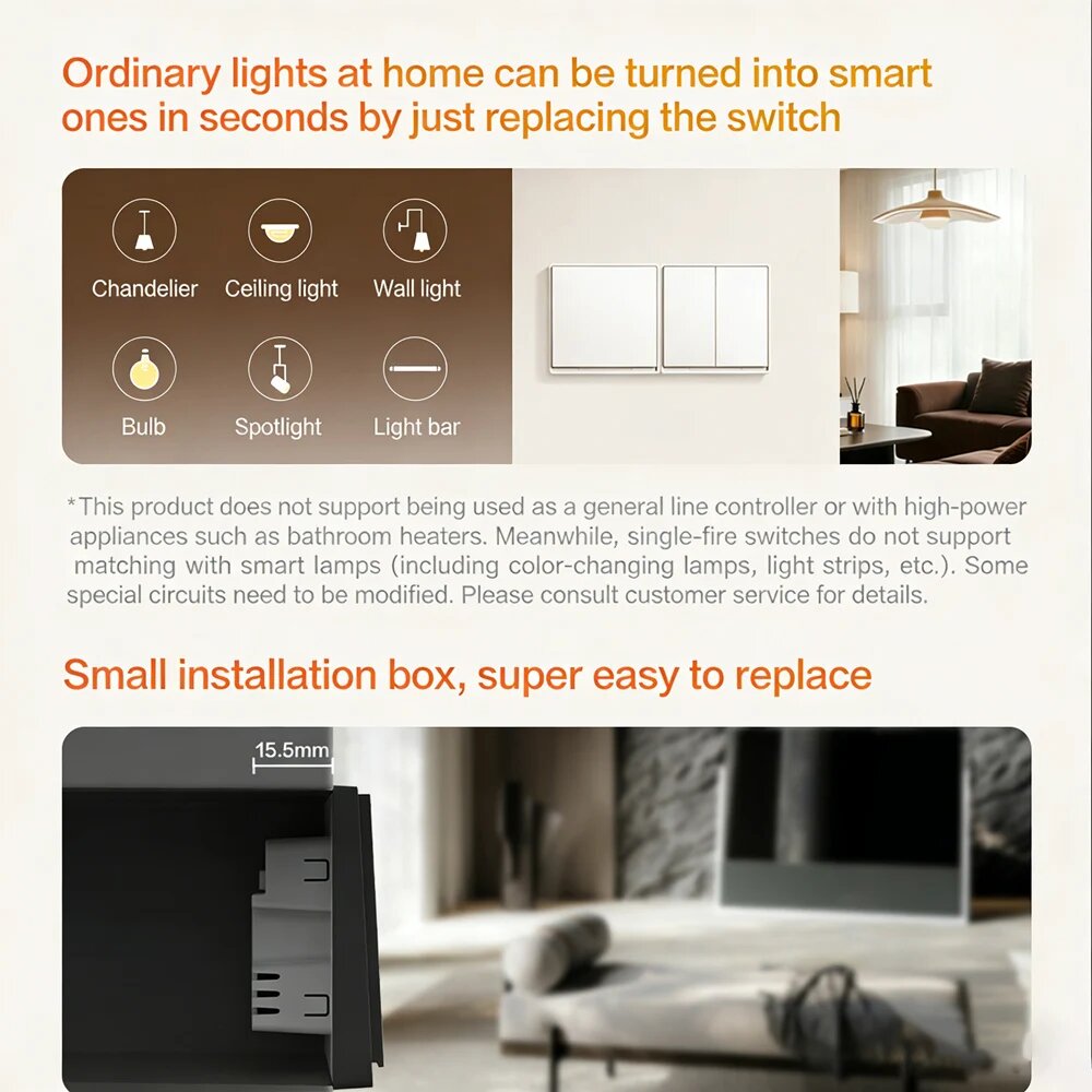 Aqara Smart Wall Switch E1, With Neutral 3key — фото 1