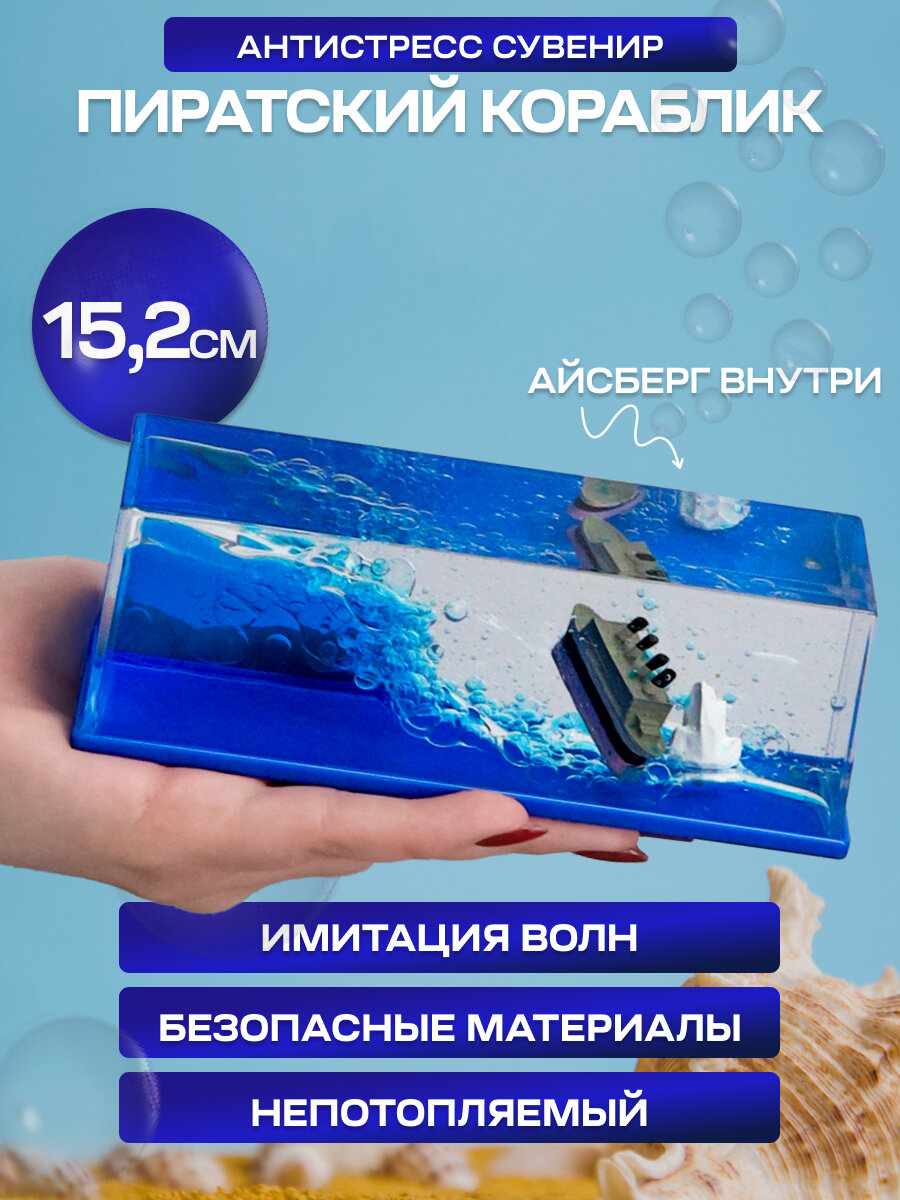 Сувенир интерактивный "Корабль на волнах и айсберг", 15,2х5,2х5,2 см Т-0700