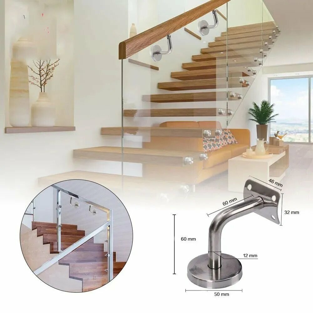 Кронштейн держатель пристенного поручня для лестницы из нержавеющей стали