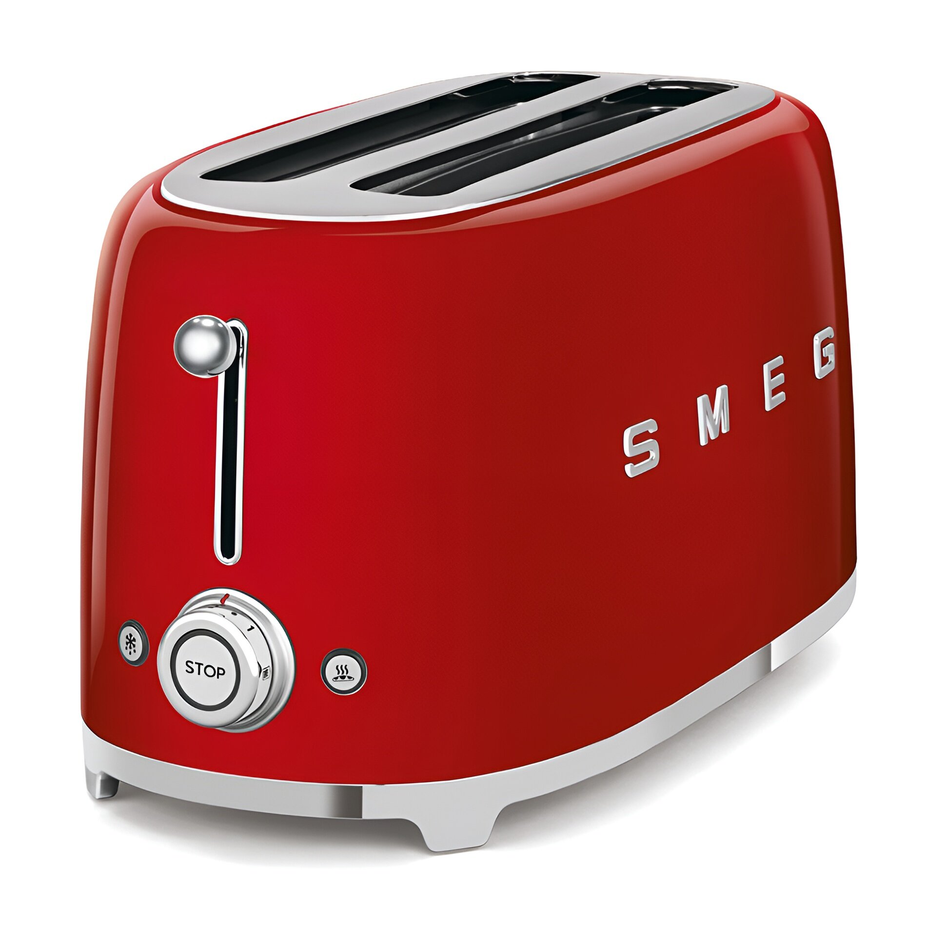 Тостер Smeg TSF02RDEU, регулировка степени обжаривания, подогрев, размораживание, 4 ломтика хлеба
