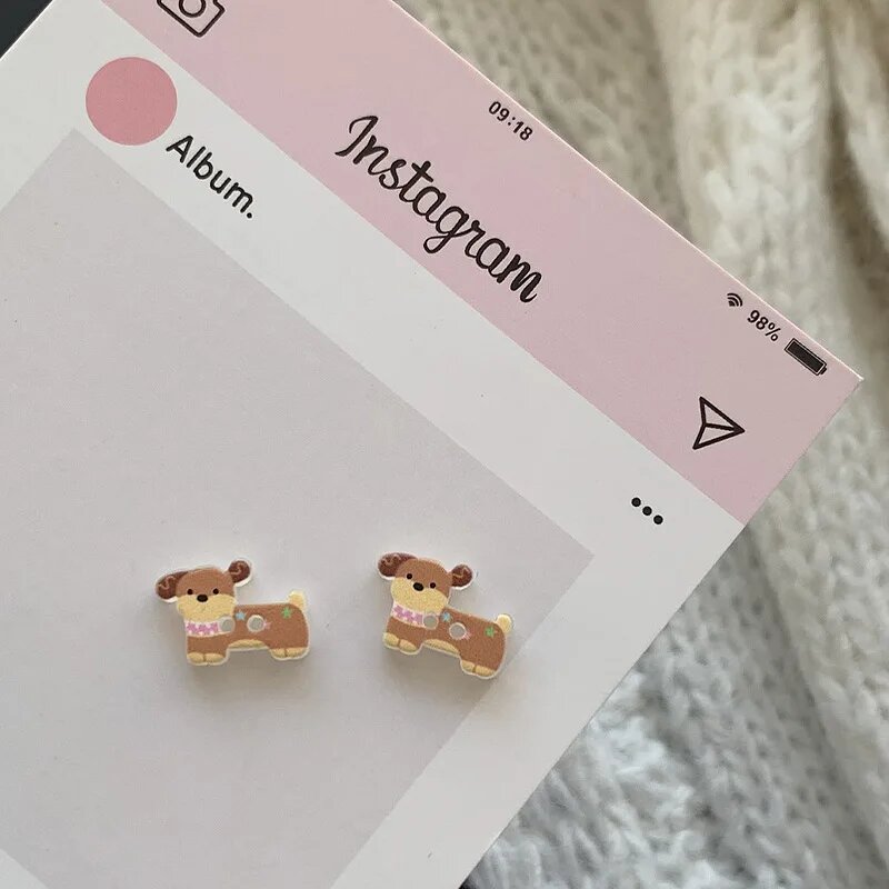 Серьги-пусеты Dachshund, мультяшные животные, 10x15mm
