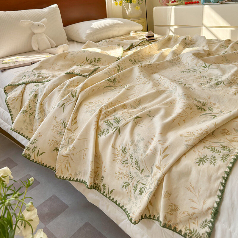 Хлопковое двухслойное марлевое одеяло, летнее одеяло, офисное одеяло, летнее одеяло из чистого хлопка, диванное