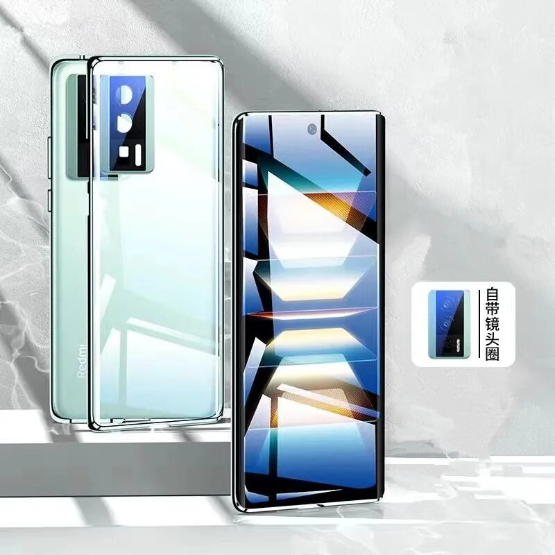 Магнитный поглощающий чехол из закаленного стекла для телефона Poco F5 Pro 360, двухсторонний прозрачный защитный чехол для Xiaomi Poco F5