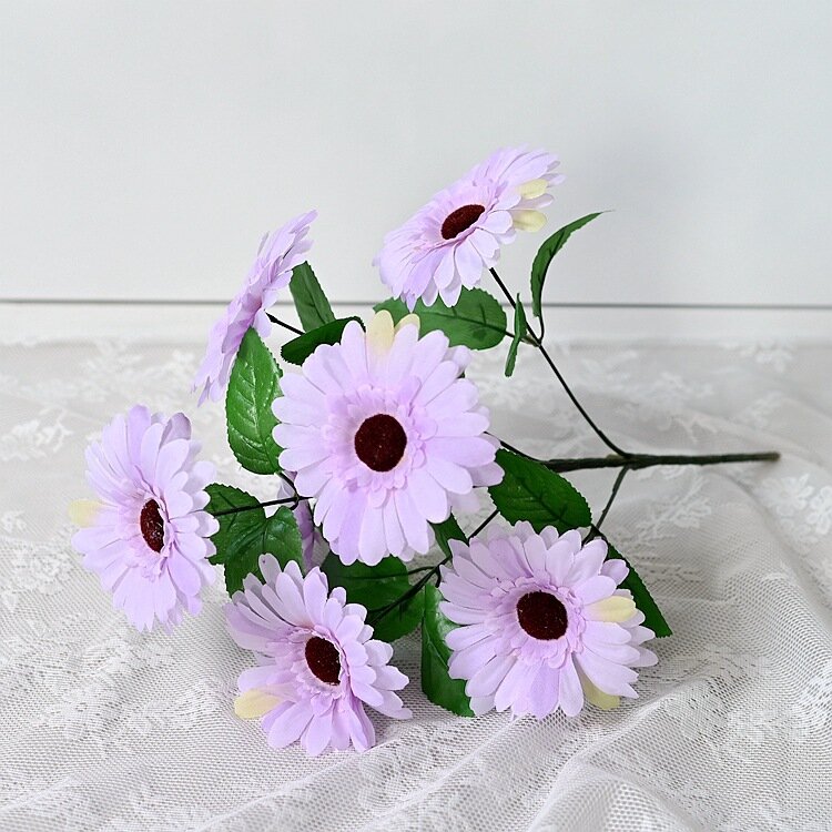 Искусственный цветок 7-головый гербера, искусственный цветок для домашнего декора, букет гербера, свадебный ручной букет искусственных цветов