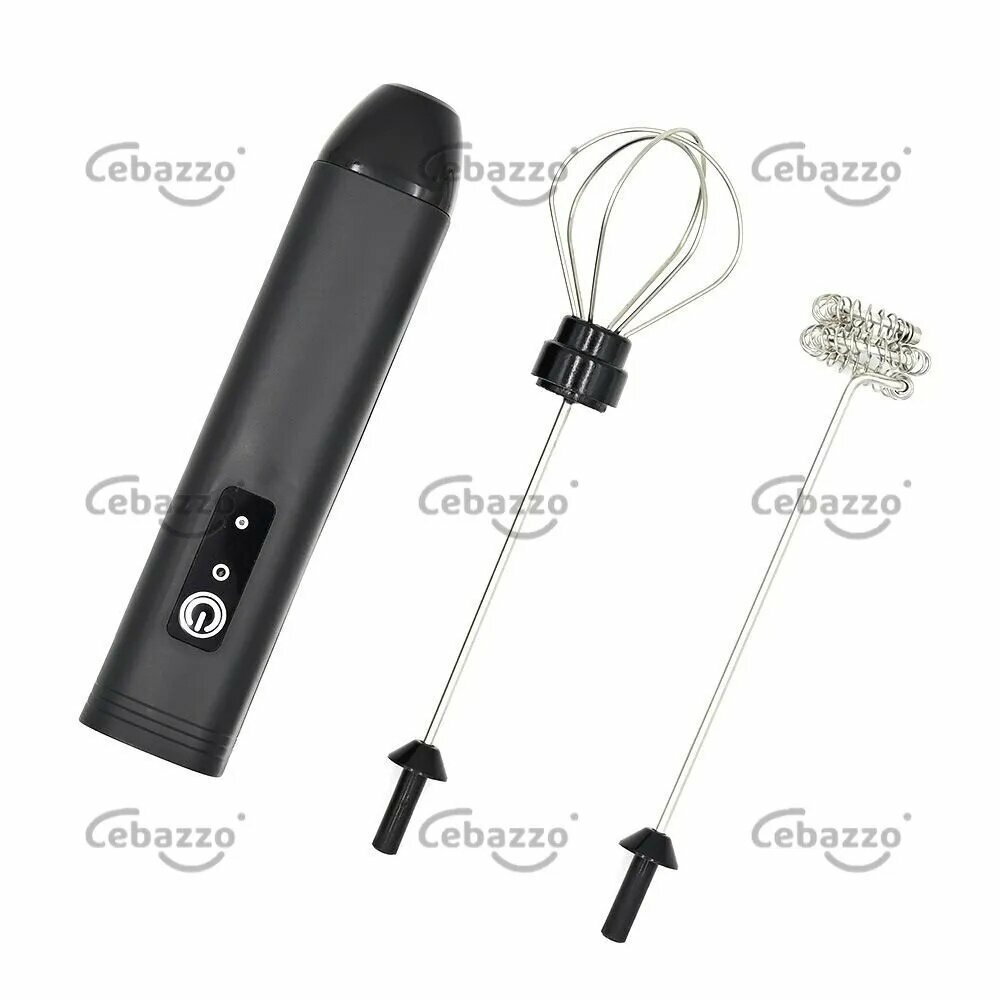 Cebazzo Электрический венчик с USB-зарядкой, Капучинатор, Вспениватель для молока,3 Режима, Type-C, Беспроводный, Мощный 12000об/мин, Бесшумная работа