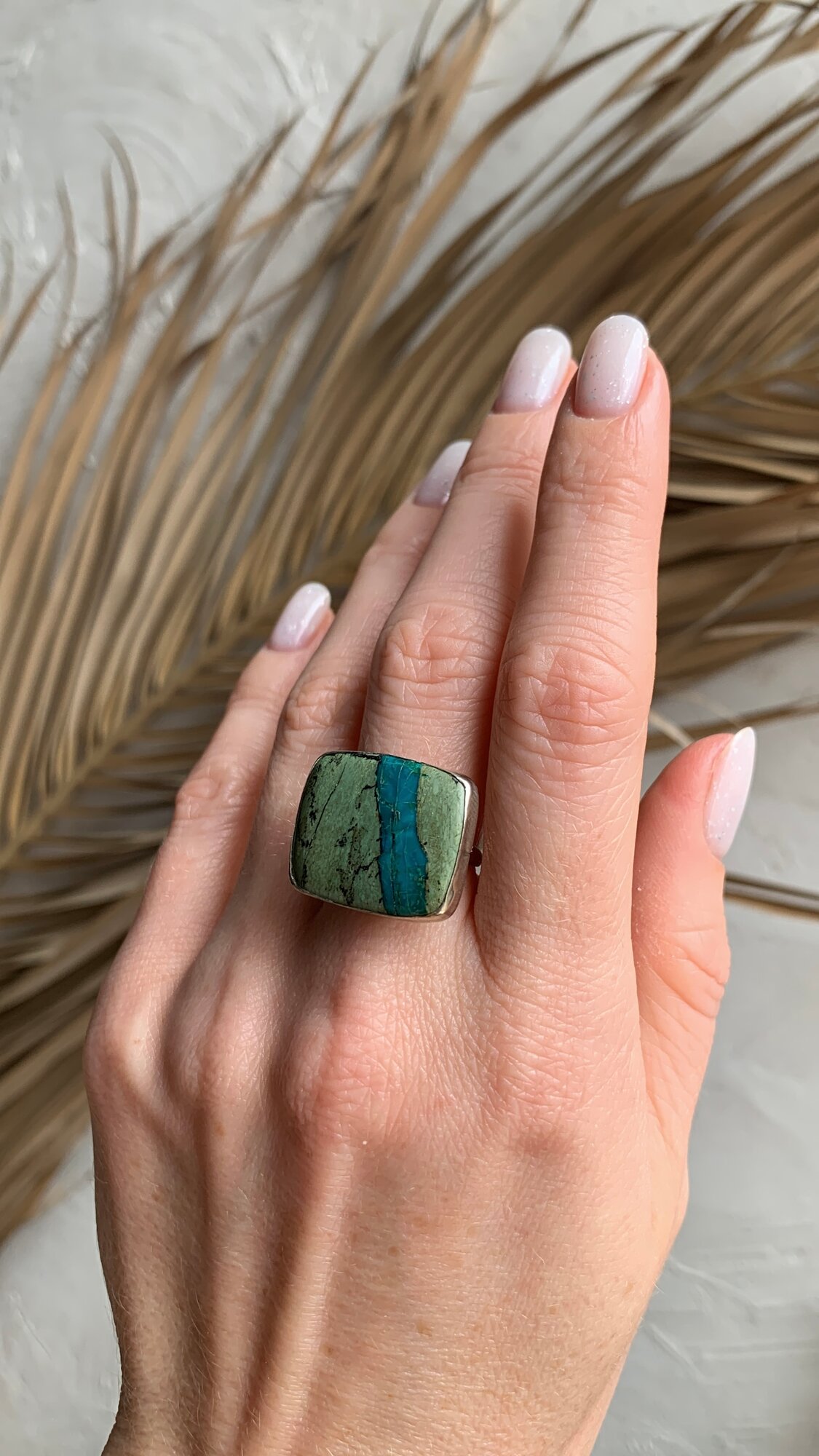 Кольцо-кулон, хризоколла