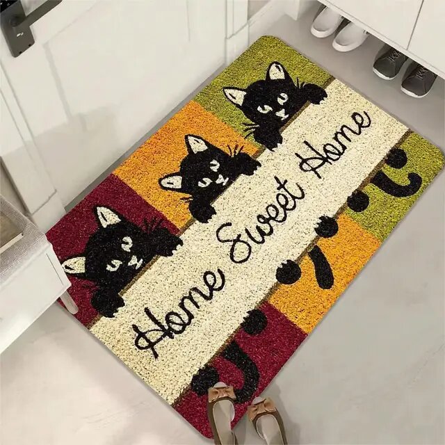 Милый коврик с кошачьим рисунком, придверный коврик, нескользящий коврик для ванной и кухни, моющийся, коврик для спальни.
