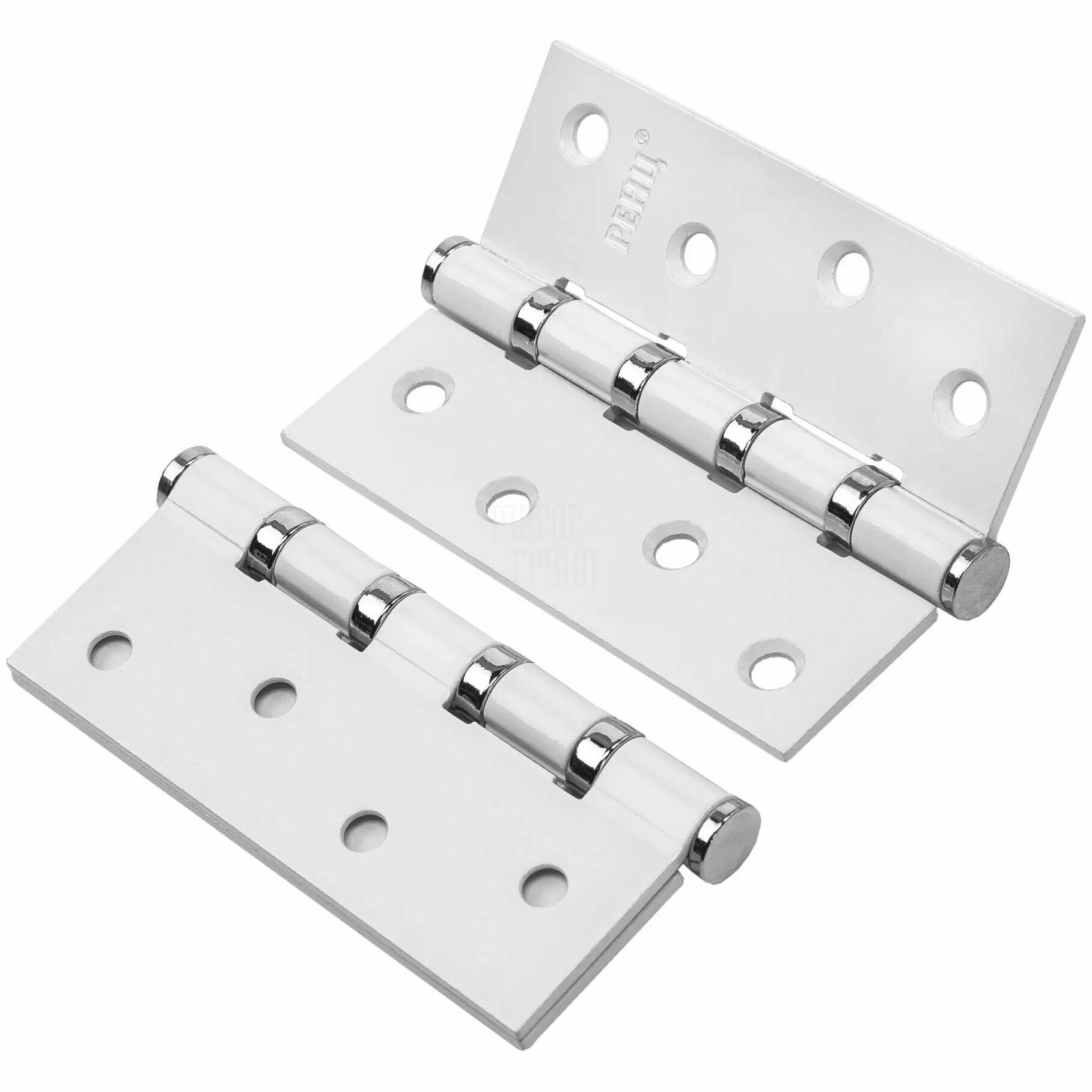 Петля стальная Renz (Ренц) 100x75x25 4 подшипника б/колп. IN100-4BB FH супер белый/хром блестящий