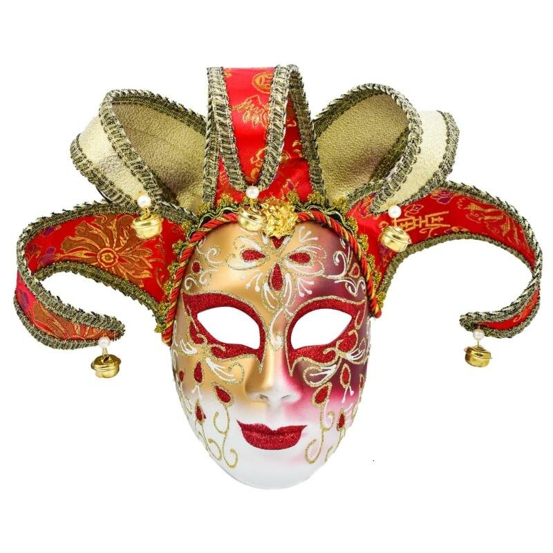 Венецианская маска-шут, красный