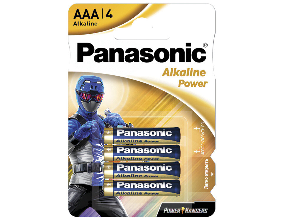LR03REB/4BPRPR Батарейки Panasonic AAA щелочные Power Rangers Alkiline power в блистере 4шт