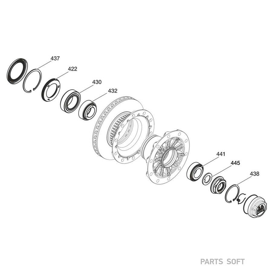 РМК ступицы без осевой гайки И крышкой ступицы от официального дистрибьютора, BPW, артикул 0980108410