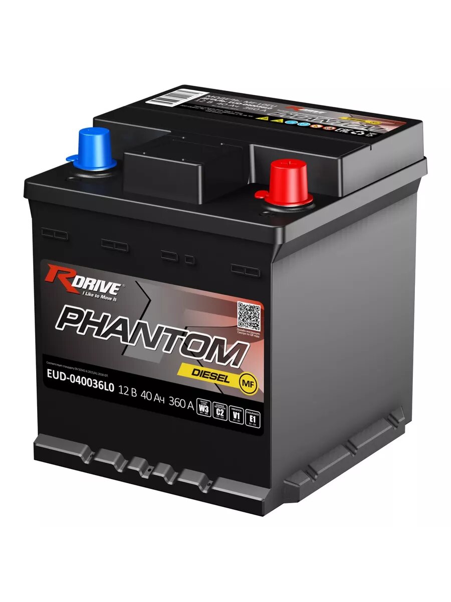 Аккумулятор RDRIVE PHANTOM 40R 12V 40Ач обр. пол.