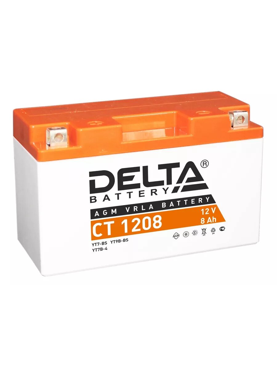 Аккумулятор DELTA CT1208 12V 8Ач 130А 150x64x93 прям. пол.