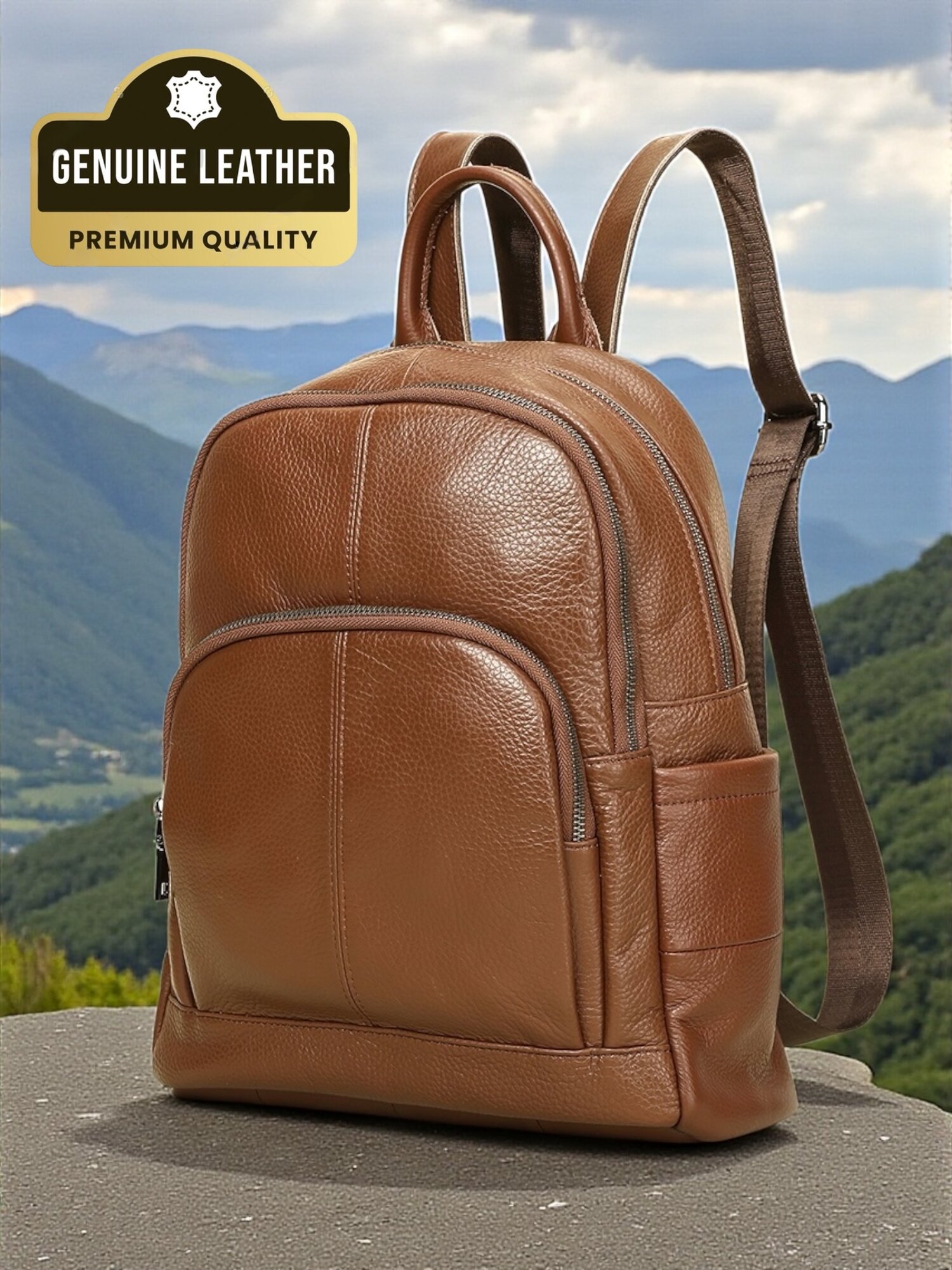 Рюкзак городской женский CAPRI из натуральной кожи коричневый CAP-7797-Brown