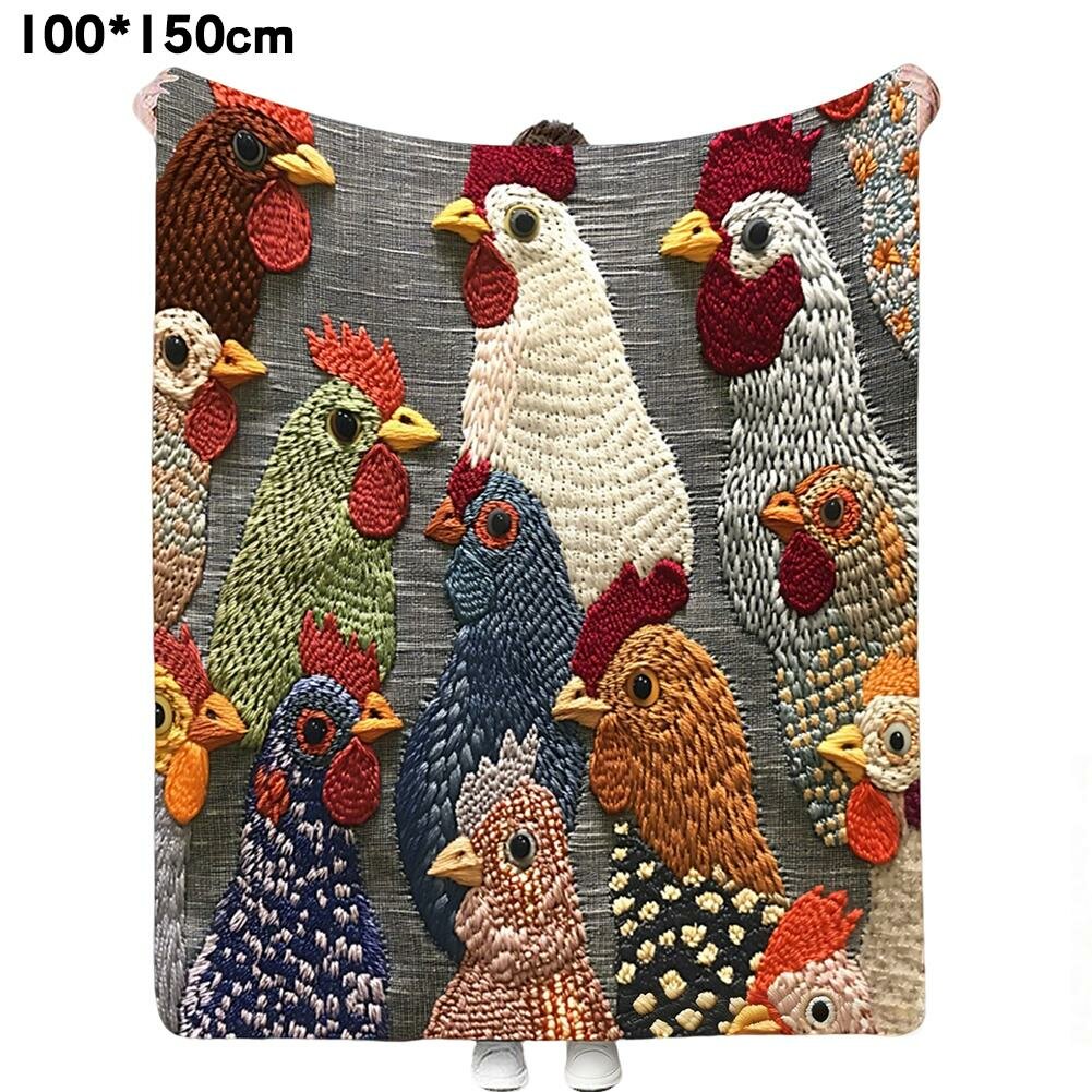 Милый плед с цыпленком, мягкий пушистый фланелевый плюшевый плед в виде цыпленка для украшения дивана, кровати, забавный красочный плед с петухом для дивана, кровати, все сезоны, можно стирать в машинке.