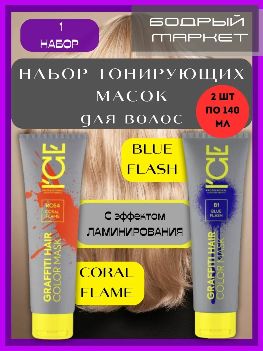 Набор тонирующих масок Blue Flash и Coral Flame 2шт по 140мл