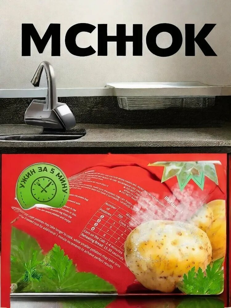 Пакет, мешок для приготовлениях 18 см, 10 мкм, 4 шт