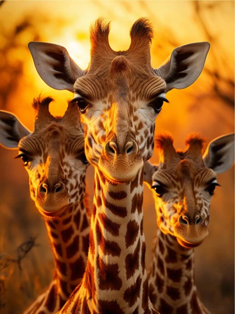 Алмазная живопись FANQING Жираф 40x50cm round, HUA2780