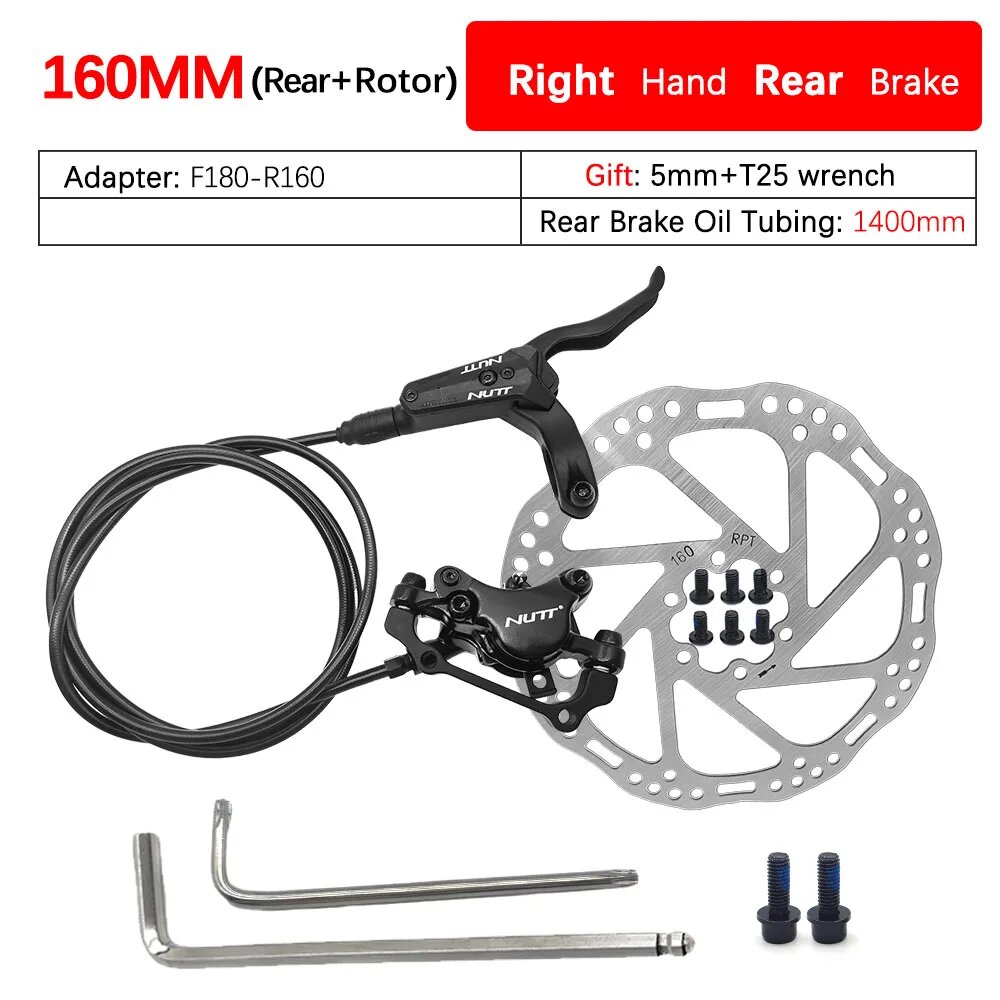 Гидравлический тормоз NUTT A2 MTB, масляные диски для велосипеда, рычаг, 2 поршня, 160 мм, 180 мм, ротор, передний и задний суппорт, левый и правый для деталей велосипеда