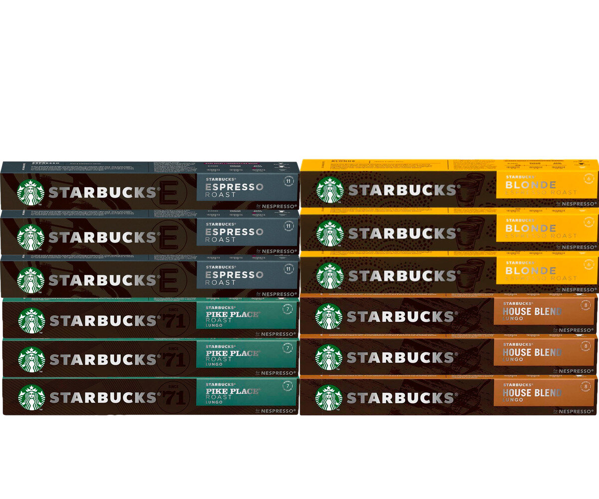 Кофе капсульный Starbucks Blonde Espresso Roast, Espresso Roast, Pike Place, House Blend светлой обжарки, 12 шт