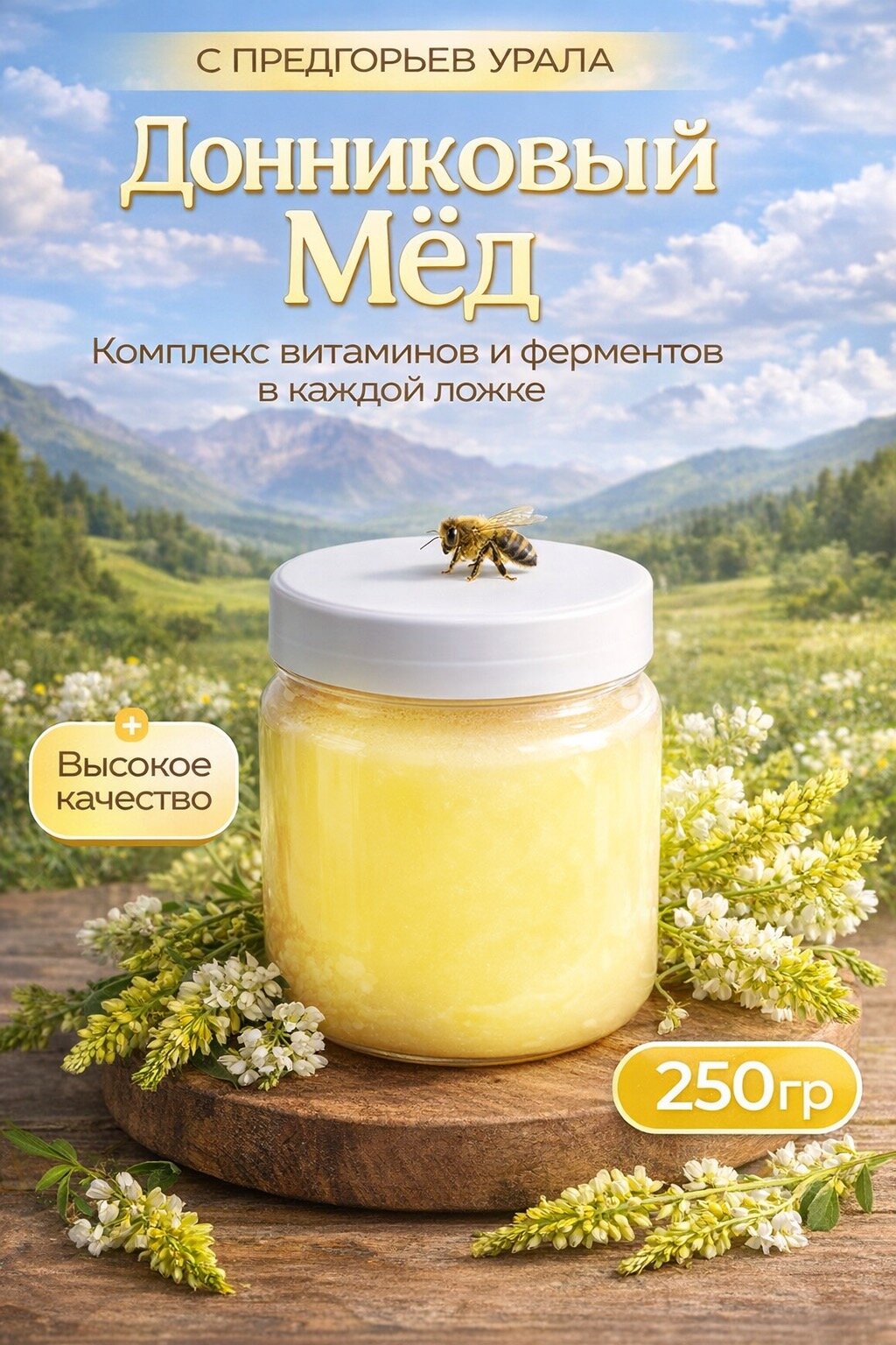 Донниковый Мёд, Башкирия. Натуральный. 250грамм