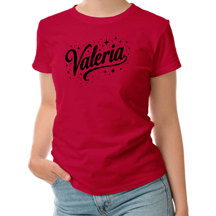 Женская футболка «Элегантная надпись Валерия» (красный, M)