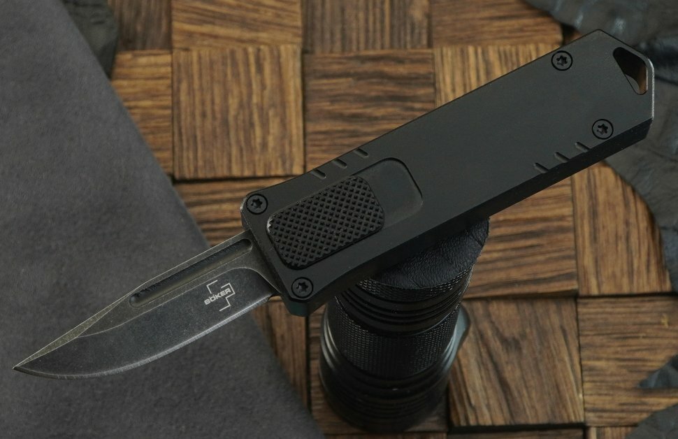 Автоматический складной нож Boker Plus USB OTF 2.0 Black, сталь D2