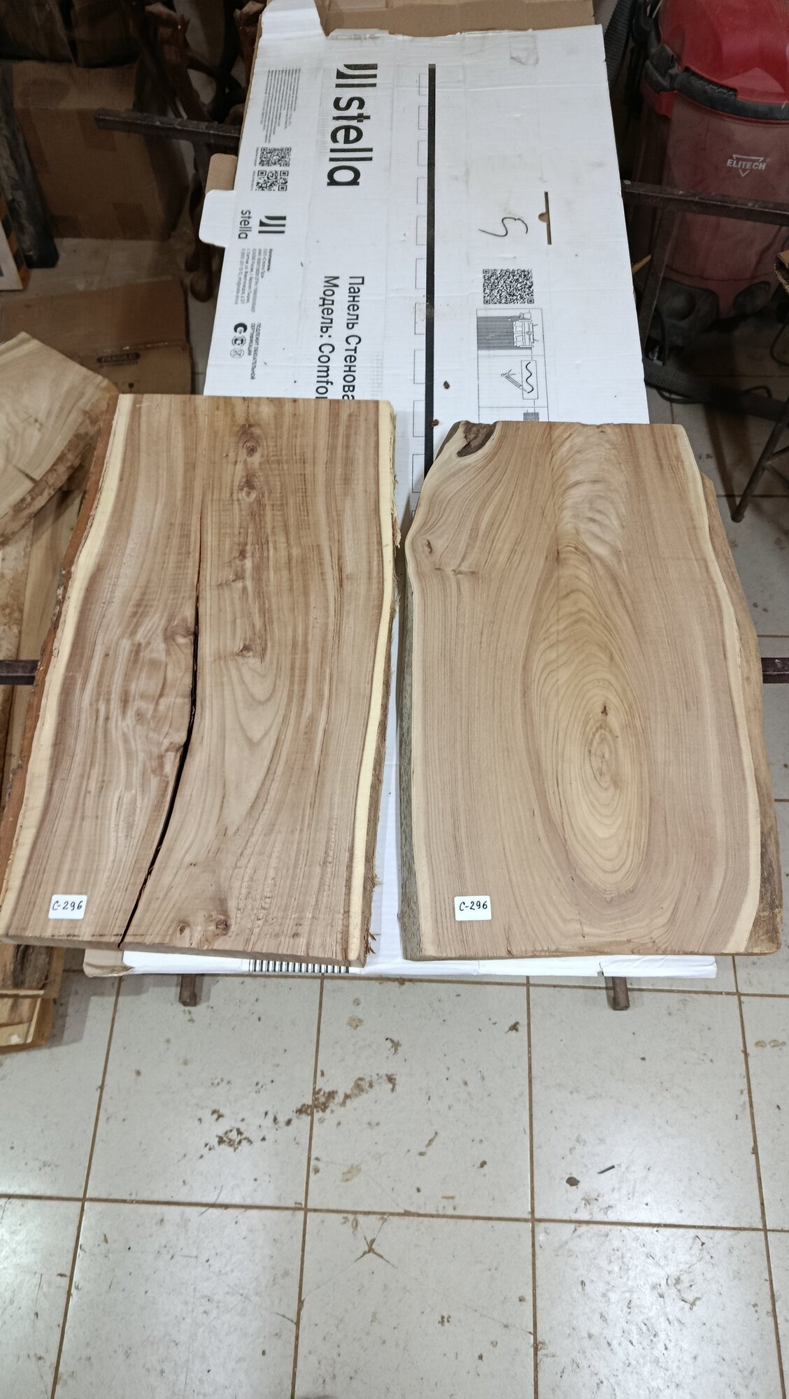 Слебы из массива карагача 56х30х3,5см,58х32х3,5см(С296), комплект из 2-х досок из массива дерева